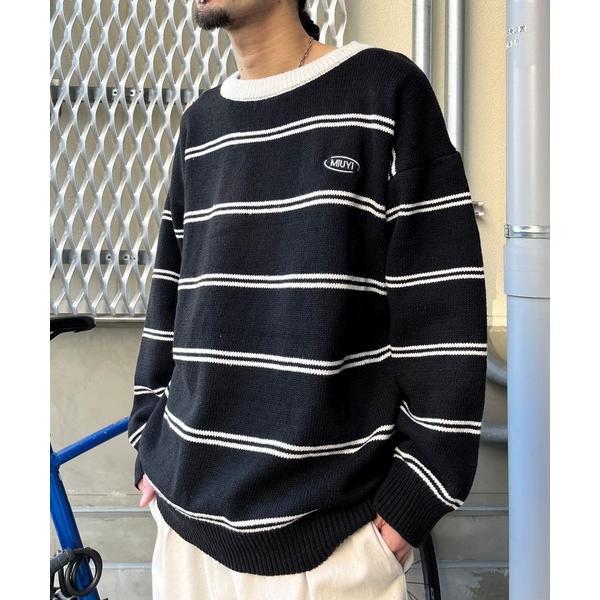 『タイムセール実施中』ZOZO問い合わせ番号:90192775ショップ:VIBGYOR，ヴィブジョーブランド:MODISH GAZE，モディシュガゼ商品名:【MODISH GAZE】ワンポイントロゴボーダーニットカテゴリ:トップス>ニ...