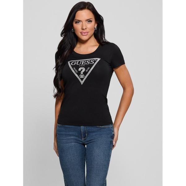 『タイムセール実施中』ZOZO問い合わせ番号:90194124ショップ:GUESS，ゲスブランド:Guess，ゲス商品名:ECO Shiny Signature Triangle Tee 半袖 ロゴTシャツ レディースカテゴリ:トップス&g...