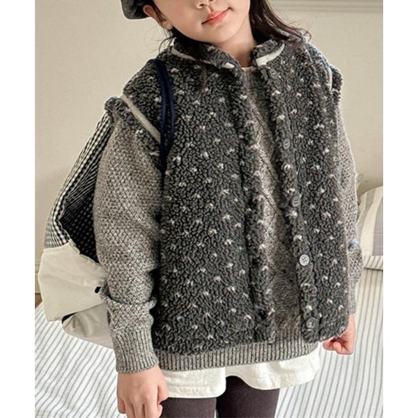 『タイムセール実施中』ZOZO問い合わせ番号:90194146ショップ:aimoha，アイモハブランド:aimoha，アイモハ商品名:【aimoha-KIDS-】ドット柄ボアベスト (AW)カテゴリ:トップス>ベストブランド品番:mo...