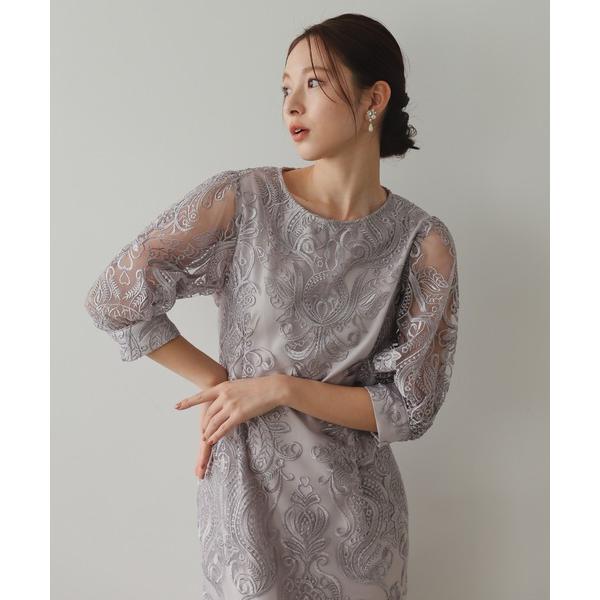 ZOZO問い合わせ番号:90226866ショップ:haremode，ハレモードブランド:haremode，ハレモード商品名:刺繍 レース ミモレ丈 後ろリボン 編み上げ ウエスト調整 細見え 大きいサイズ XL 3L 4L 結婚式 20代 ...