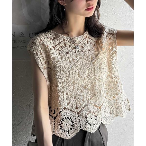 『セール実施中』ZOZO問い合わせ番号:90322463ショップ:Classical Elf，クラシカルエルフブランド:classicalelf，クラシカルエルフ商品名:レトロ感漂うトレンド♪前後2WAYクロシェレースフレンチスリーブカット...