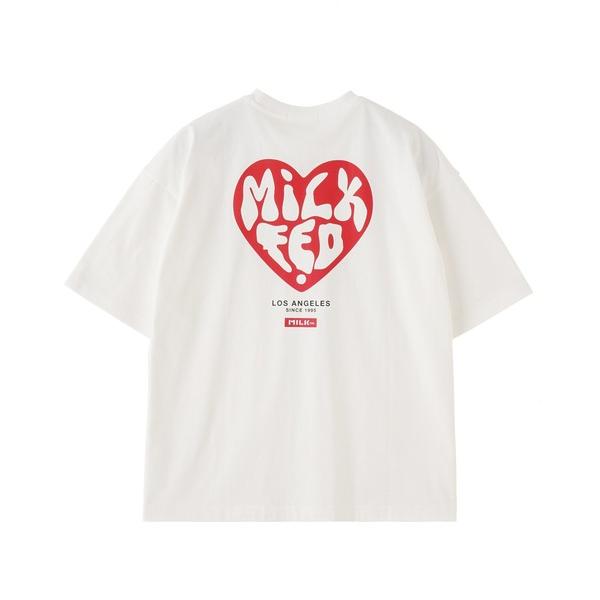 『セール実施中』ZOZO問い合わせ番号:90356854ショップ:MILKFED.，ミルクフェドブランド:MILKFED.，ミルクフェド商品名:HEART LOGO WIDE S/S TEEカテゴリ:トップス>Tシャツ/カットソーブラ...