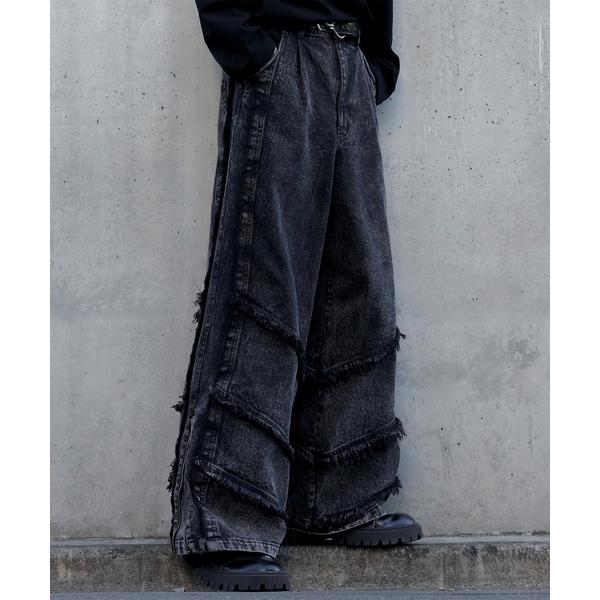 ZOZO問い合わせ番号:90391781ショップ:EMMA CLOTHES，エマ クローズブランド:cussil，クシル商品名:【cussil/クシル】【12oz】 ルーズシルエットフリンジサイドジップデザインワイドフレア/バルーンデニムパ...