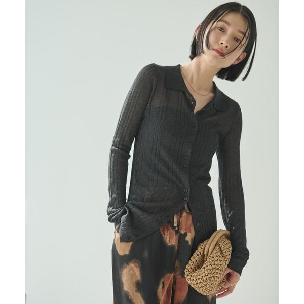 『タイムセール実施中』ZOZO問い合わせ番号:90422408ショップ:Auntie Rosa，アンティローザブランド:Shelly island，シェリーアイランド商品名:シアーラメリブニットカーディガンカテゴリ:トップス>カーディ...