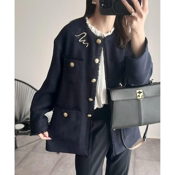 ZOZO問い合わせ番号:90424158ショップ:ANGIE VINTAGE，アンジー ヴィンテージブランド:ANGIE，アンジー商品名:【オケージョン対応 / セレモニー対応】ノーカラー ツイードジャケットカテゴリ:ジャケット/アウター&...