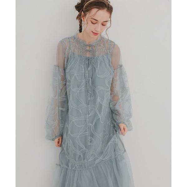 ZOZO問い合わせ番号:90518516ショップ:Dorry Doll，ドリードールブランド:Dorry Doll，ドリードール商品名:リボン刺繍ギャザードレスカテゴリ:ワンピース/ドレス>ドレスブランド品番:25581素材:【アウタ...