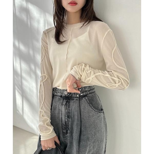 『タイムセール実施中』ZOZO問い合わせ番号:90549881ショップ:andme，アンドミーブランド:Freesia by andme，フリージアバイアンドミー商品名:ニュアンスウェーブ刺繍シアー2wayトップスカテゴリ:トップス>...