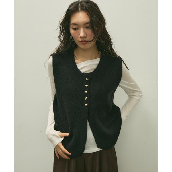 『タイムセール実施中』ZOZO問い合わせ番号:90551098ショップ:Auntie Rosa，アンティローザブランド:Lutim by u，ルチバイユー商品名:Almond gold button knit gilet / アーモンドゴー...