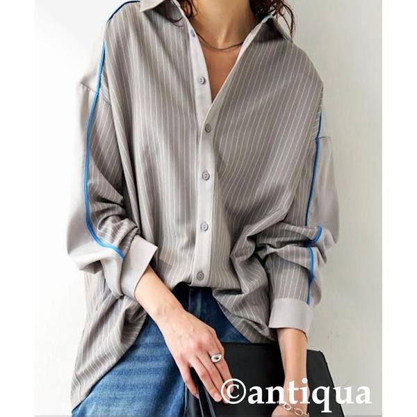 『タイムセール実施中』ZOZO問い合わせ番号:90584830ショップ:antiqua，アンティカブランド:antiqua，アンティカ商品名:パイピング配色ストライプシャツカテゴリ:トップス>シャツ/ブラウスブランド品番:ZK-002...