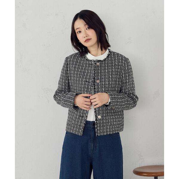 『セール実施中』ZOZO問い合わせ番号:90617247ショップ:COMME CA ISM，コムサイズムブランド:COMME CA ISM，コムサイズム商品名:ファンシーツイード　クロップドジャケットカテゴリ:ジャケット/アウター>ノ...