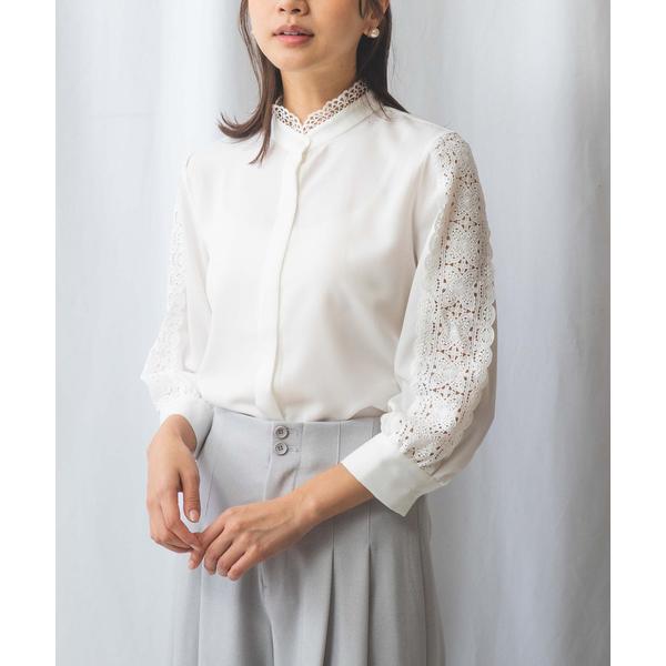 『タイムセール実施中』ZOZO問い合わせ番号:90689134ショップ:NARACAMICIE，ナラカミーチェブランド:NARACAMICIE，ナラカミーチェ商品名:【NARACAMICIE】無地ジョーゼットレース八分袖ブラウスカテゴリ:ト...