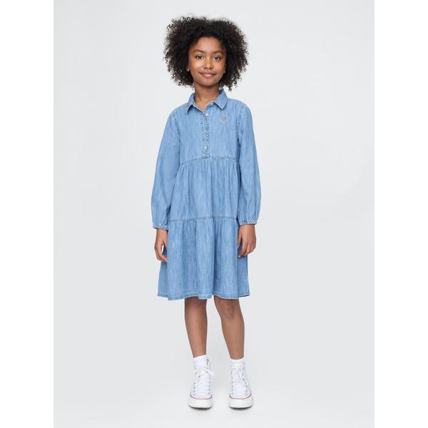 『セール実施中』ZOZO問い合わせ番号:90722103ショップ:GAP，ギャップブランド:GAP，ギャップ商品名:ティアード シャンブレー ワンピース (キッズ)カテゴリ:ワンピース/ドレス>ワンピースブランド品番:738602素材...