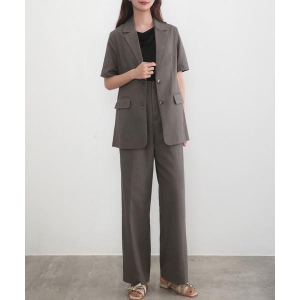 『タイムセール実施中』ZOZO問い合わせ番号:90754886ショップ:JUNOAH，ジュノアブランド:CENEA，セネア商品名:リネン混半袖ジャケット＋ハイウエストパンツsetカテゴリ:ジャケット/アウター>セットアップブランド品番...