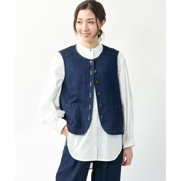 『セール実施中』ZOZO問い合わせ番号:90789480ショップ:PourVous，プールヴーブランド:UNDICI・NOVE，ウンディッチノーベ商品名:【mite fabrica】ミーテファブリカ/デニムダブルガーゼベストカテゴリ:トップ...