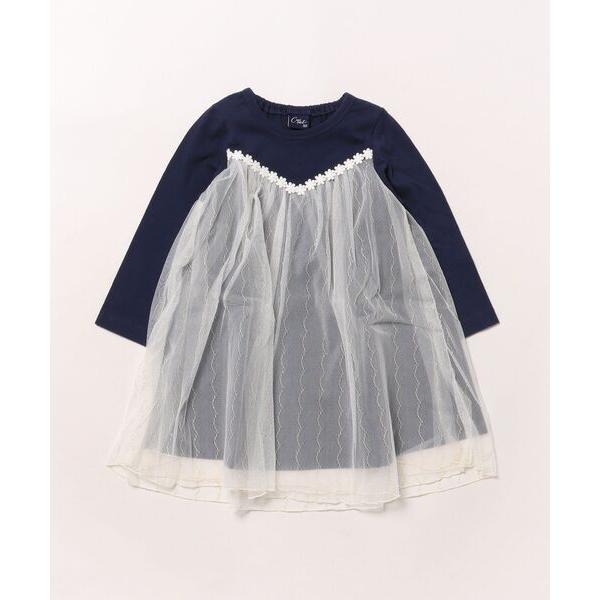 『セール実施中』ZOZO問い合わせ番号:90823557ショップ:こどもの森e-shop，コドモノモリイーショップブランド:Crescent，クレッセント商品名:花柄シフォン・ラメ入りチュールワンピースカテゴリ:ワンピース/ドレス>ワ...