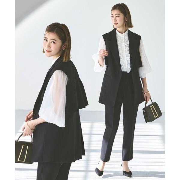 ZOZO問い合わせ番号:90858304ショップ:RUIRUE BOUTIQUE，ルイルエブティックブランド:RUIRUE BOUTIQUE，ルイルエブティック商品名:ストレッチ ｜ テーラード バックフリル ジレ ＆ スリムパンツ スーツ...