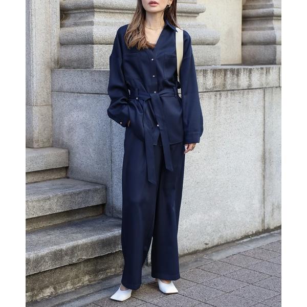 『タイムセール実施中』ZOZO問い合わせ番号:91072660ショップ:Bonjour Sagan，ボンジュールサガンブランド:Bonjour Sagan，ボンジュールサガン商品名:[SET]ライトツイードベルト付シャツ×タックワイドパンツ...