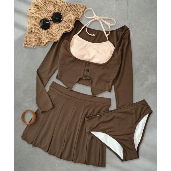 『セール実施中』※このアイテムは返品・交換対象外商品です。ZOZO問い合わせ番号:91107654ショップ:OSYAREVO，オシャレボブランド:OSYAREVO，オシャレボ商品名:水着 レディース カーディガン風 リブ ビキニ セットアッ...