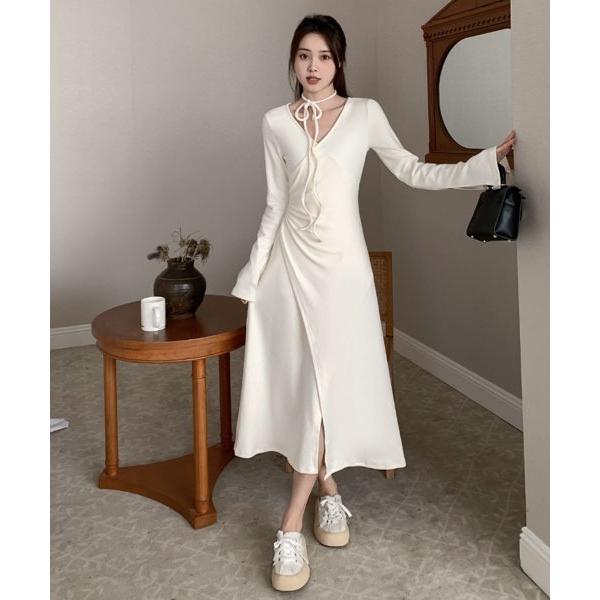 『セール実施中』ZOZO問い合わせ番号:91139170ショップ:Mayree，メイリーブランド:urge：，アージコロン 商品名:【URGE：】カシュクール風 チョーカーリボン付き 長袖 ロング丈 ワンピースカテゴリ:ワンピース/ドレス&...