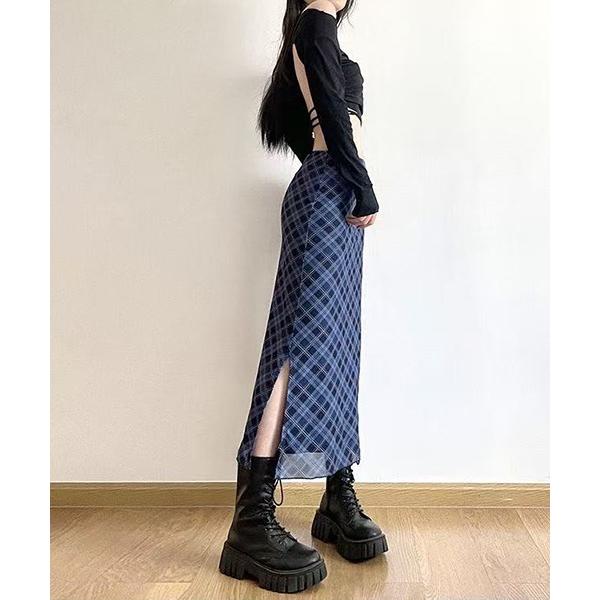 『タイムセール実施中』ZOZO問い合わせ番号:91143788ショップ:gossip！ロサンゼルス，ゴシップロサンゼルスブランド:gossip！ロサンゼルス，ゴシップロサンゼルス商品名:Y2K チェック柄 スリット チュールロングスカート ...