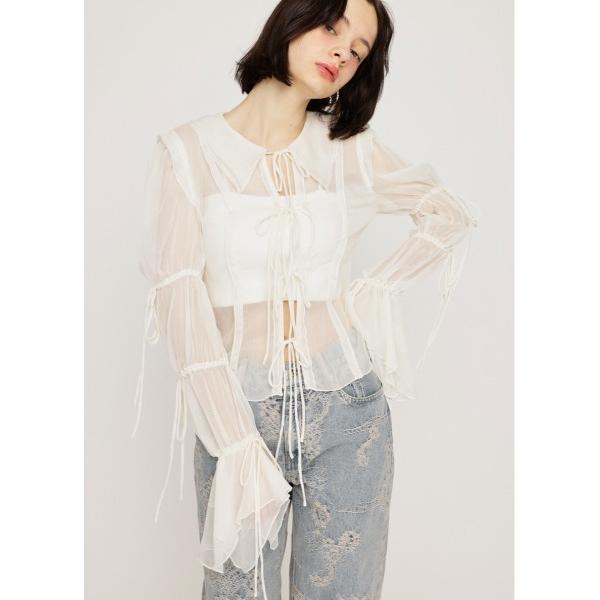『セール実施中』ZOZO問い合わせ番号:91143804ショップ:SLY，スライブランド:SLY，スライ商品名:BLEEDING SHEER DUMPLING BL ブリーディング シアー ダンプリング ブラウスカテゴリ:トップス>シ...