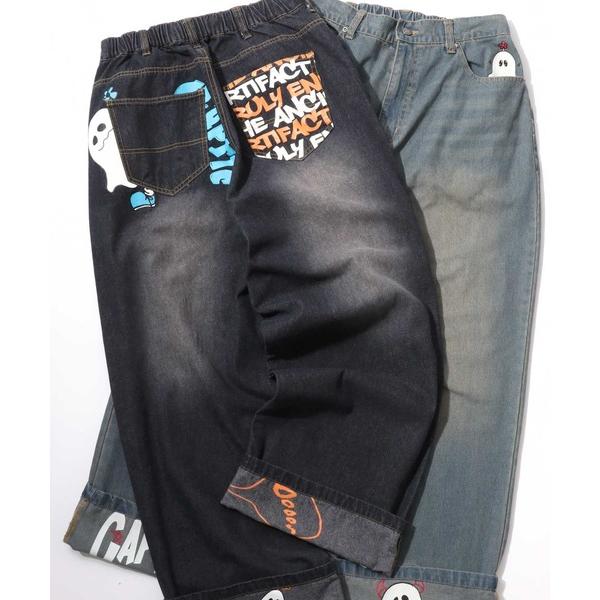 『タイムセール実施中』ZOZO問い合わせ番号:91143822ショップ:SITRY，シトリーブランド:SITRY，シトリー商品名:Roll Up Denim Wide Pants/ロールアップ ゴースト ハート プリント ワイドデニムパンツ...