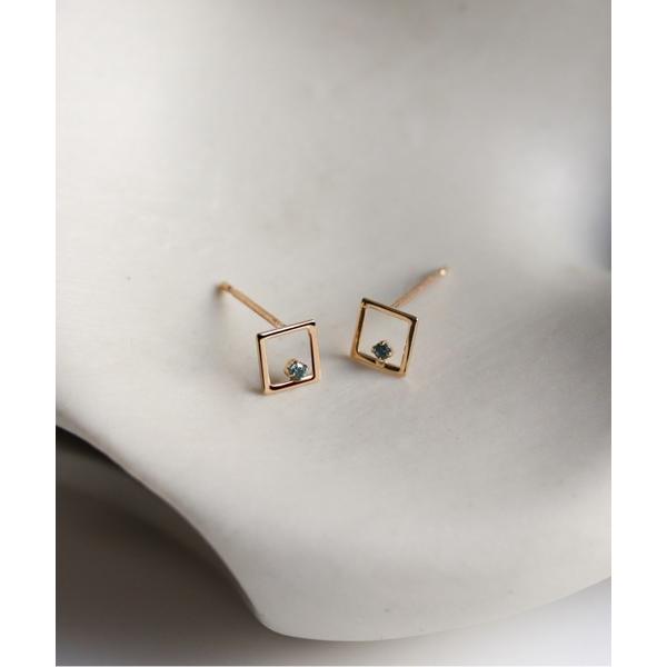※このアイテムは返品・交換対象外商品です。ZOZO問い合わせ番号:91143912ショップ:cui-cui，キュイキュイブランド:cui-cui，キュイキュイ商品名:ブルーダイヤモンド スクエア ピアス | K10YGカテゴリ:アクセサリー...