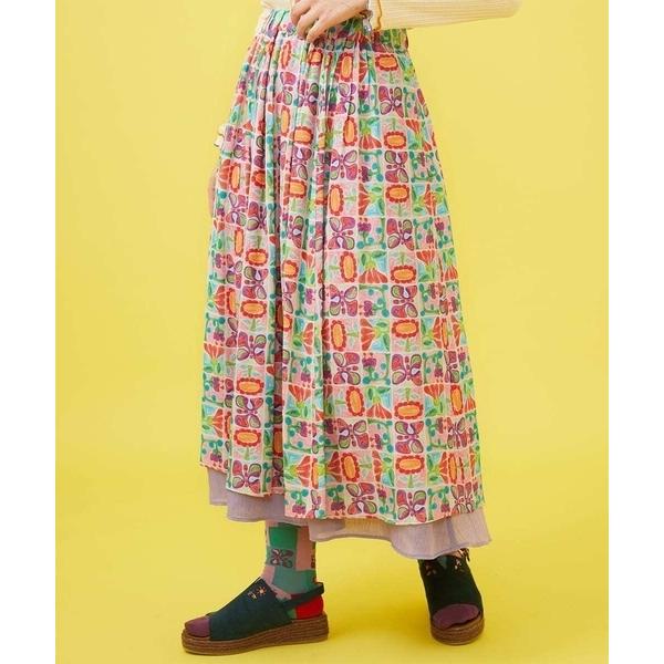 『セール実施中』ZOZO問い合わせ番号:91337143ショップ:Jocomomola，ホコモモラブランド:Jocomomola，ホコモモラ商品名:Morado ciruela プリントギャザースカートカテゴリ:スカート>スカートブラ...