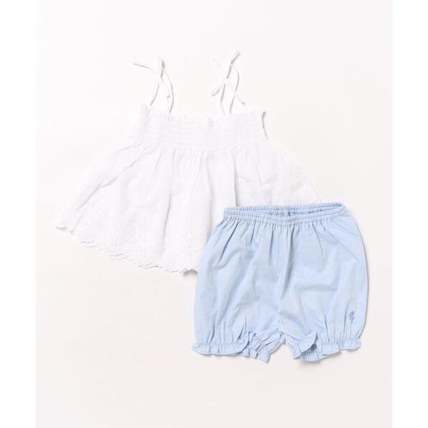 『セール実施中』※このアイテムは返品・交換対象外商品です。ZOZO問い合わせ番号:91338352ショップ:KP，ケーピーブランド:KP，ケーピー商品名:綿レースキャミソール＆シャンブレーブルマセット(80〜90)カテゴリ:ママ＆ベビー&g...