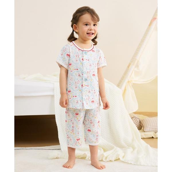 『タイムセール実施中』ZOZO問い合わせ番号:91372861ショップ:Combi mini，コンビミニブランド:combimini，コンビミニ商品名:おなか安心ボタン付き半袖前開きガーゼパジャマ（テディベア・電車・シャチ・リース）カテゴリ...
