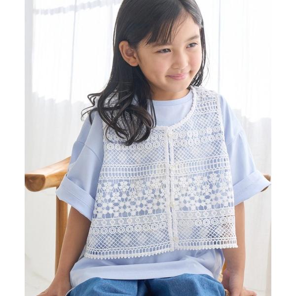 『セール実施中』ZOZO問い合わせ番号:91406700ショップ:ROPE' PICNIC，ロぺピクニックブランド:ROPE' PICNIC，ロペピクニック商品名:【KIDS/キッズ】フロントボタンレースジレベスト/リンクコーデカテゴリ:ト...