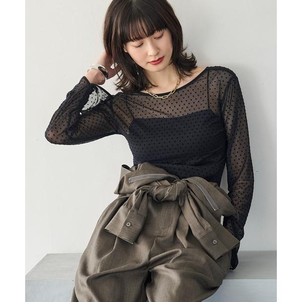 ZOZO問い合わせ番号:91410670ショップ:Bonjour Sagan，ボンジュールサガンブランド:meilmada，メイルマダ，Bonjour Sagan，ボンジュールサガン商品名:2wayフロッキードットシアートップスカテゴリ:ト...
