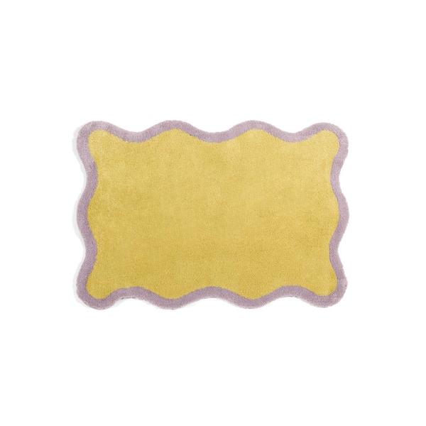 『セール実施中』ZOZO問い合わせ番号:91475608ショップ:Francfranc，フランフランブランド:Francfranc，フランフラン商品名:ウェーブ フレーム ラグ S 1400×1000 イエロー×パープル 床暖房対応 ホット...