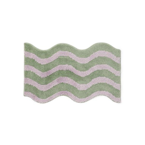 ZOZO問い合わせ番号:91475612ショップ:Francfranc，フランフランブランド:Francfranc，フランフラン商品名:ウェーブストライプ マット ライトグリーン×パープル 床暖房対応 ホットカーペット対応 こたつ対応カテゴ...