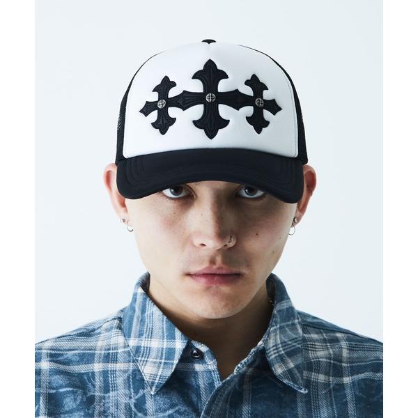 ZOZO問い合わせ番号:91475773ショップ:SUPPLIER，サプライヤーブランド:SUPPLIER，サプライヤー商品名:キャップ｜Cross Leather Patch Mesh Cap｜SUPPLIERカテゴリ:帽子>キャッ...