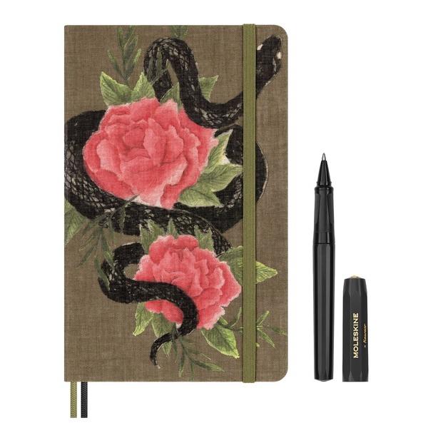 ZOZO問い合わせ番号:91476706ショップ:MOLESKINE，モレスキンブランド:MOLESKINE，モレスキン商品名:Year of SNAKE ローズ ノートブック+カヴェコ ボールペン セット ハードカバー ラージサイズ 横罫...