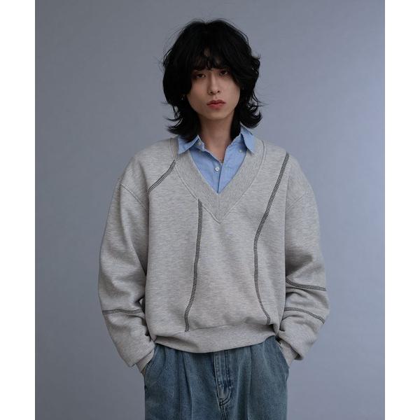 ZOZO問い合わせ番号:91509503ショップ:MONO-MART，モノマートブランド:ILLMAZE，イルメイズ，MONO-MART，モノマート商品名:【ILLMAZE】Design stitch V-necked sweatshirt...