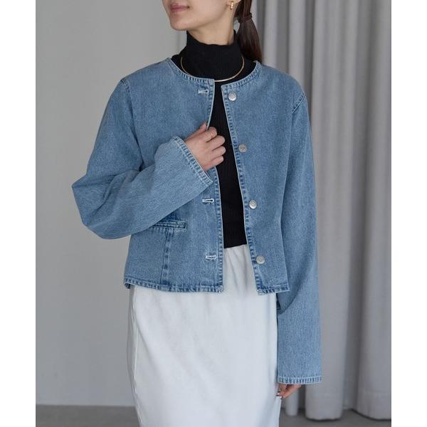 『セール実施中』ZOZO問い合わせ番号:91510160ショップ:PREFERIR，プレフェリールブランド:PREFERIR，プレフェリール商品名:ノーカラーデニムジャケットカテゴリ:ジャケット/アウター>デニムジャケットブランド品番...