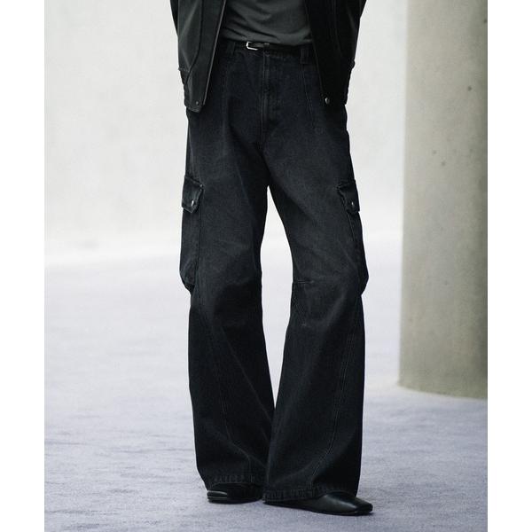 ZOZO問い合わせ番号:91510239ショップ:MONO-MART，モノマートブランド:WYM LIDNM，ウィム バイ リドム商品名:VINTAGE WASHED DENIM CURVED CARGOカテゴリ:パンツ>デニムパンツ...