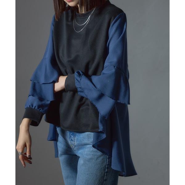 ZOZO問い合わせ番号:91543740ショップ:Bonjour Sagan，ボンジュールサガンブランド:each，イーチ，Bonjour Sagan，ボンジュールサガン商品名:フレアースリーブ配色プルオーバーカテゴリ:トップス>シャ...