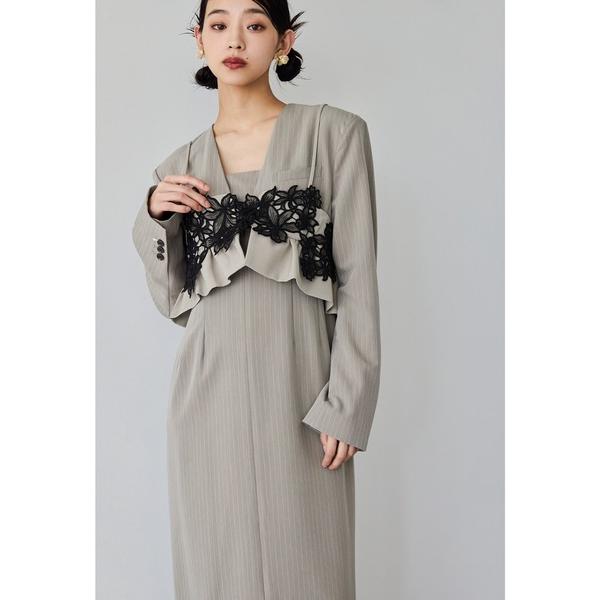 『タイムセール実施中』ZOZO問い合わせ番号:91547030ショップ:bflat，ビーフラットブランド:niana，ニアナ，ANDRESD，アンドレスド商品名:ピンストライプテーラードビスチェドレス 2点セット パーティードレス オケージ...