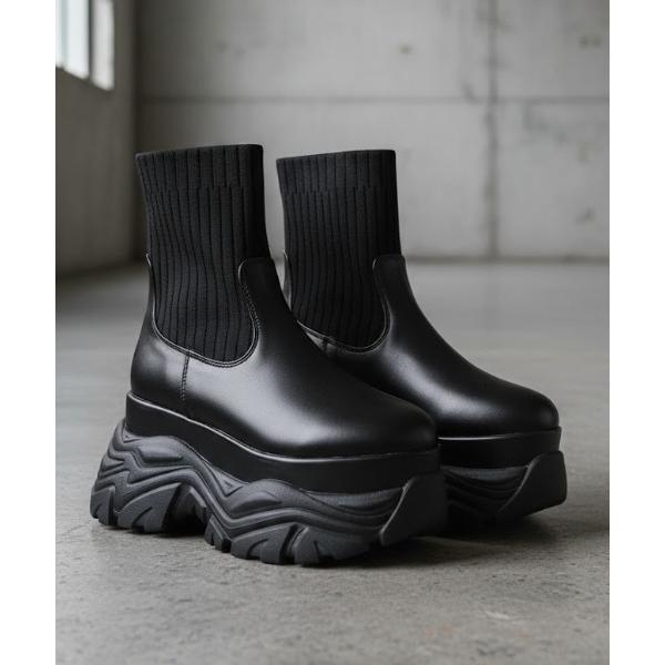 『セール実施中』ZOZO問い合わせ番号:91547213ショップ:Fusione，フュージョンブランド:LOVEHUNTER，ラブハンター商品名:+9.5cm 軽量厚底 ソックススニーカーブーツカテゴリ:シューズ>ブーツブランド品番:...