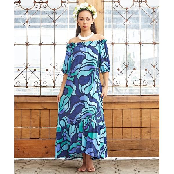 ZOZO問い合わせ番号:91579152ショップ:チャイハネ，チャイハネブランド:Maunaloa，マウナロア商品名:【Maunaloa】Ocean Blue Bird ネオンハイビボリュームスリーブドレスカテゴリ:ワンピース/ドレス&gt...