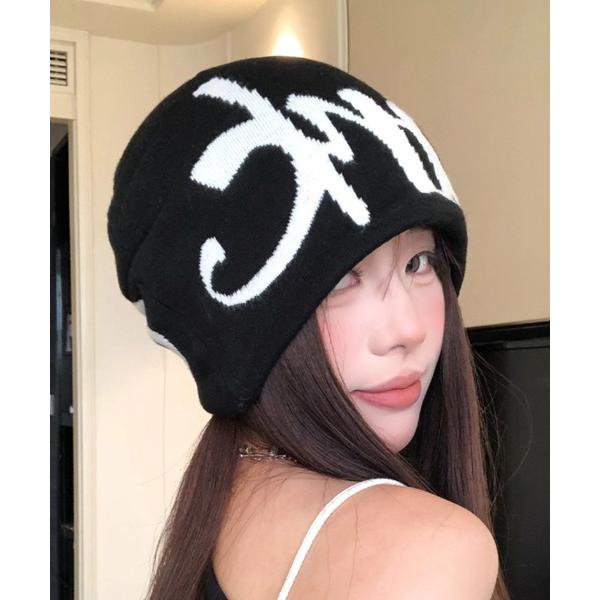 『セール実施中』ZOZO問い合わせ番号:91579311ショップ:Teem Store，チームストアブランド:lilful，リルフル商品名:ビッグロゴ Y2Kジャガードニットキャップニット帽カテゴリ:帽子>ニットキャップ/ビーニーブラ...