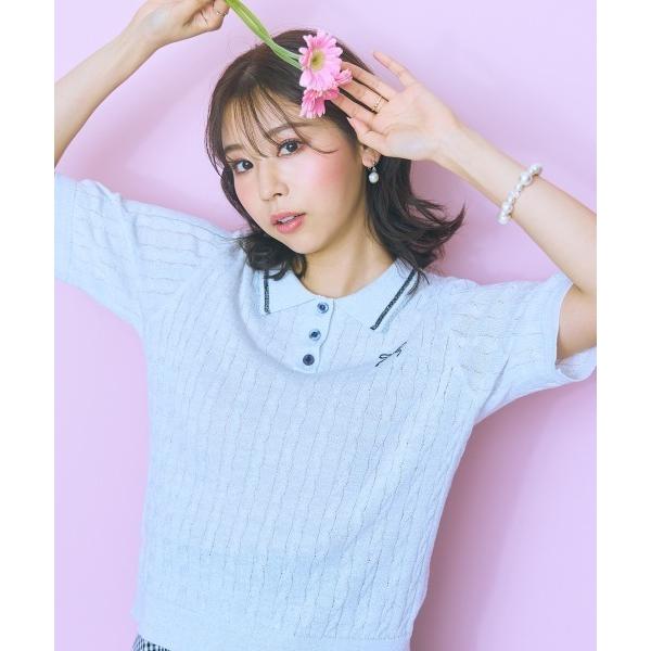 『タイムセール実施中』ZOZO問い合わせ番号:91613843ショップ:SMILE LAND，スマイルランドブランド:marun，マルン，SMILE LAND，スマイルランド商品名:＜大きいサイズ＞リボン刺しゅうポロニットmarunカテゴリ...