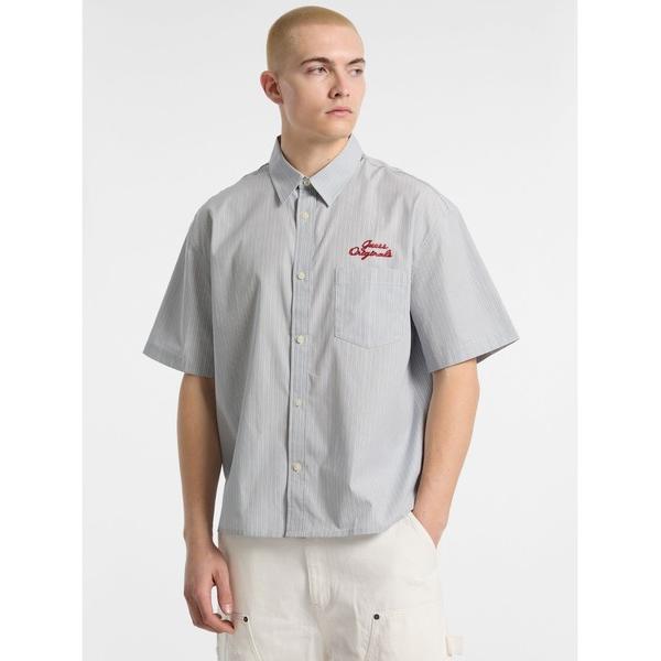 『セール実施中』ZOZO問い合わせ番号:91614412ショップ:GUESS，ゲスブランド:Guess，ゲス商品名:GUESS Originals Striped Poplin Shirt 半袖シャツカテゴリ:トップス>シャツ/ブラウ...
