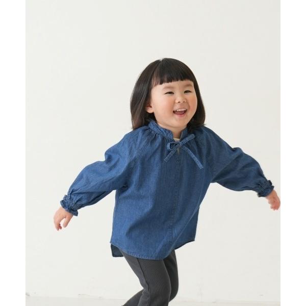 『セール実施中』ZOZO問い合わせ番号:91648339ショップ:petit main，プティマインブランド:and D. petit main，アンドディープティマイン商品名:デニムギャザースモックカテゴリ:トップス>シャツ/ブラウ...