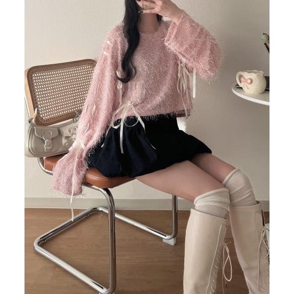 『セール実施中』ZOZO問い合わせ番号:91710766ショップ:nemne store，ネンネストアブランド:nemne store，ネンネストア商品名:《Delfy》シアーヤーンリボントップスカテゴリ:トップス>Tシャツ/カットソ...