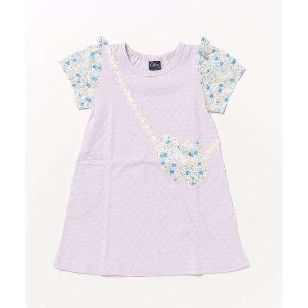 『タイムセール実施中』ZOZO問い合わせ番号:91746124ショップ:こどもの森e-shop，コドモノモリイーショップブランド:Crescent，クレッセント商品名:さくらんぼ・ハートポシェット風半袖ワンピースカテゴリ:ワンピース/ドレス...