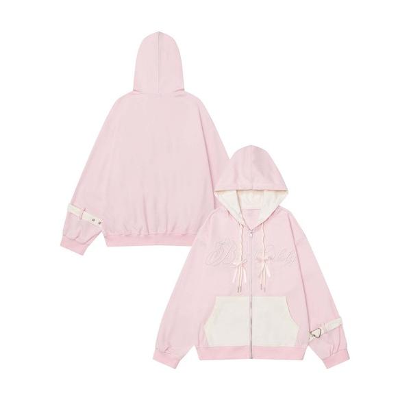 『タイムセール実施中』ZOZO問い合わせ番号:91747804ショップ:aimoha，アイモハブランド:HOOK，フック商品名:【HOOK】for　girls　バイカラー刺繍ジップパーカーカテゴリ:トップス>パーカーブランド品番:ve...